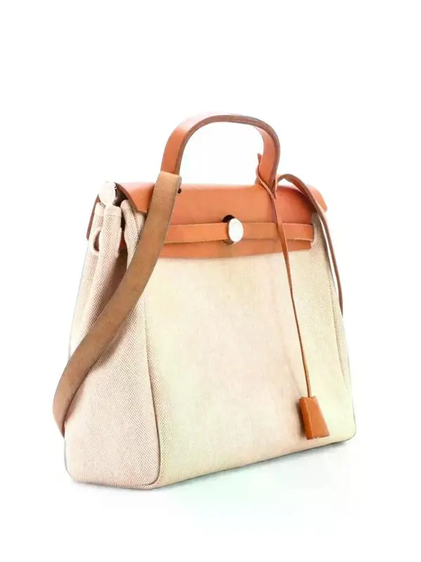 Hermès Herbag Toile And Leather Pm Satchel - Neutrals