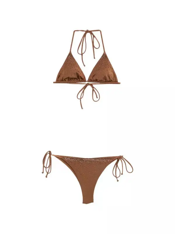 MC2 SAINT BARTH Annabelle Crystal-embellished Bikini - Brown