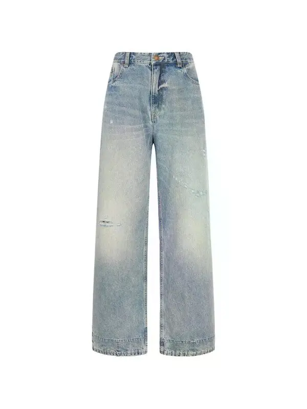 CROQUIS Distressed Straight-leg Jeans
