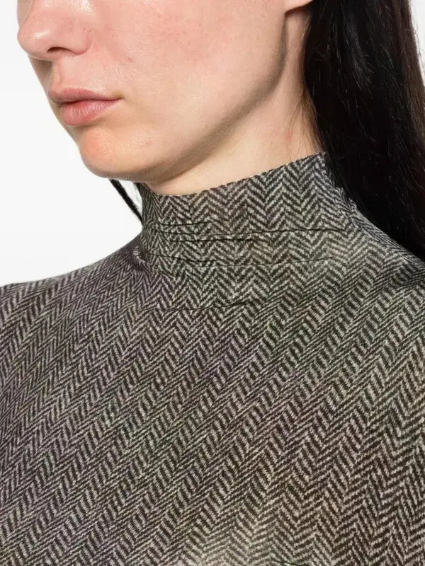 MAISON MARGIELA Herringbone-print High-neck T-shirt