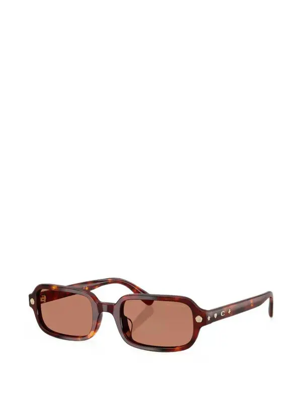 COACH Cfu11 Tortoiseshell-effect Rectangle-frame Sunglasses