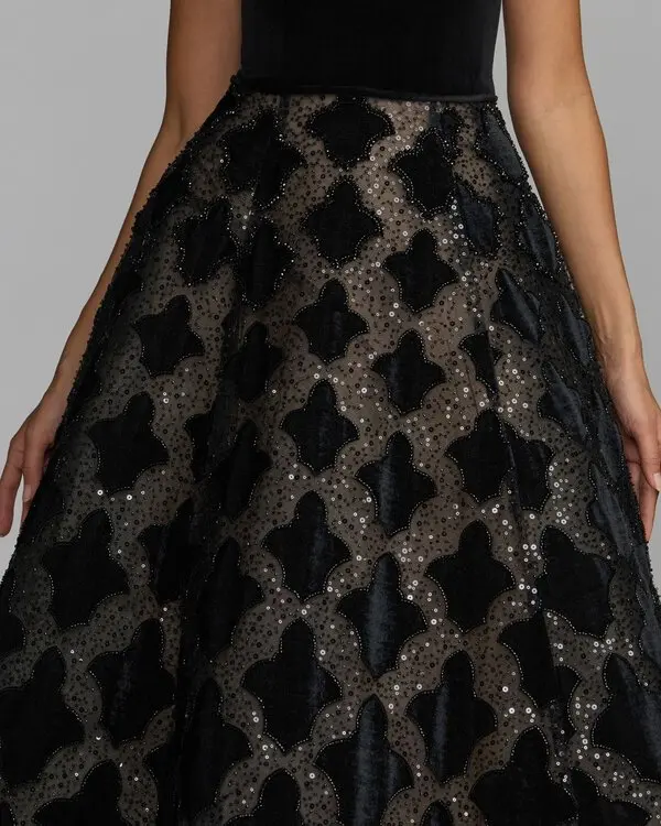 MAC DUGGAL COLLECTION Strapless Velvet Bodice Embellished Ball Gown