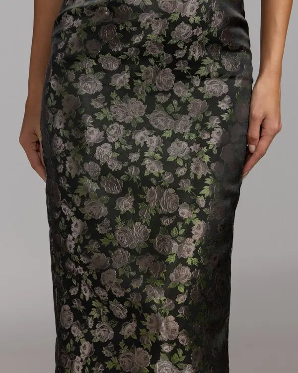 Mac Duggal Floral Brocade Midi Dress