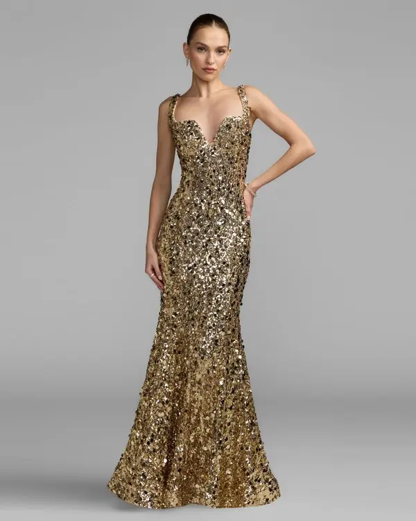 Mac Duggal Mixed Sequin Mermaid Gown