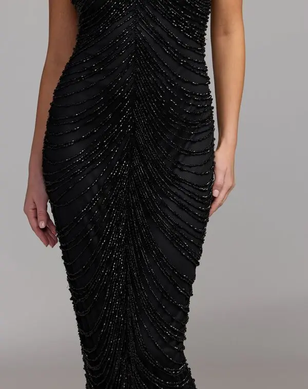 Mac Duggal Halter Neck Embellished Maxi Dress