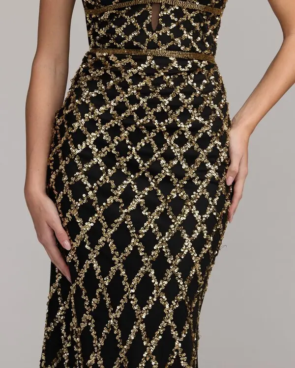 Mac Duggal Sequin Embellished Sleeveless Column Gown