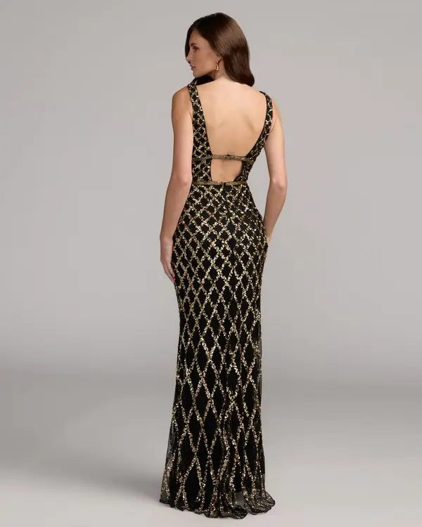 Mac Duggal Sequin Embellished Sleeveless Column Gown