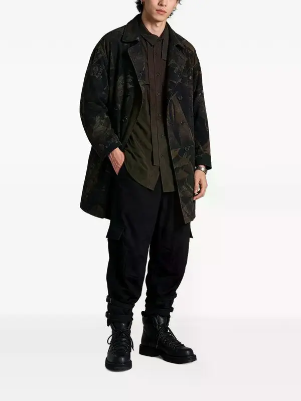 Yohji Yamamoto Abstract-pattern Double-breasted Coat