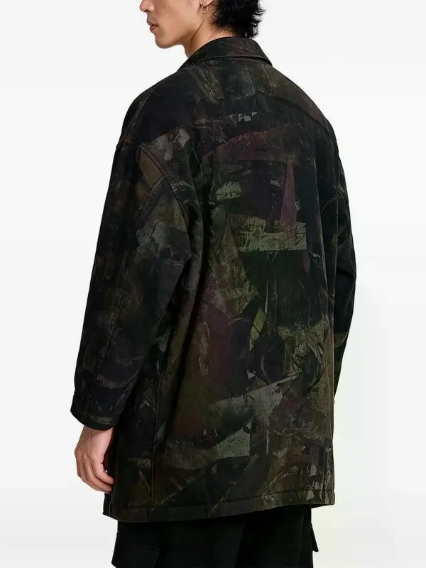 Yohji Yamamoto Abstract-pattern Double-breasted Coat