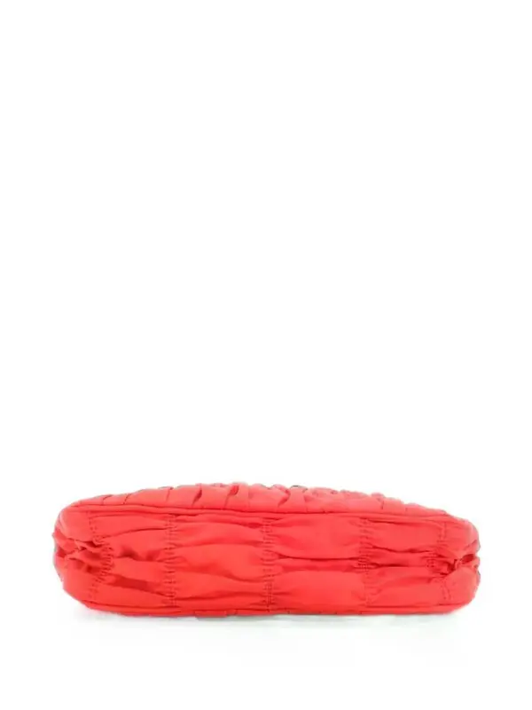 Prada Tessuto Gaufre With Saffiano Mini Hobo Bag - Red