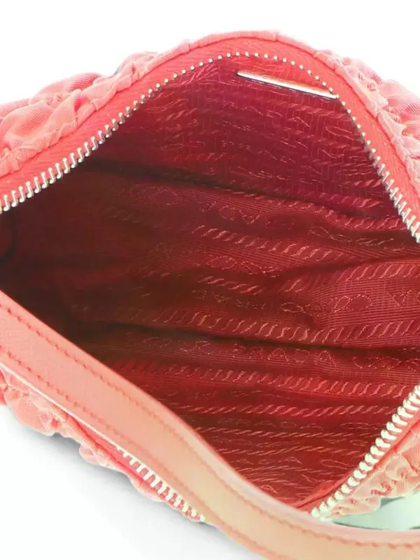 Prada Tessuto Gaufre With Saffiano Mini Hobo Bag - Red