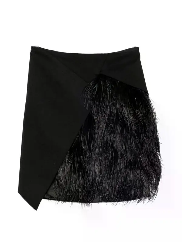 Gucci 2010s Feather-trim Wrap Mini Skirt