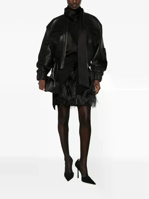 Gucci 2010s Feather-trim Wrap Mini Skirt