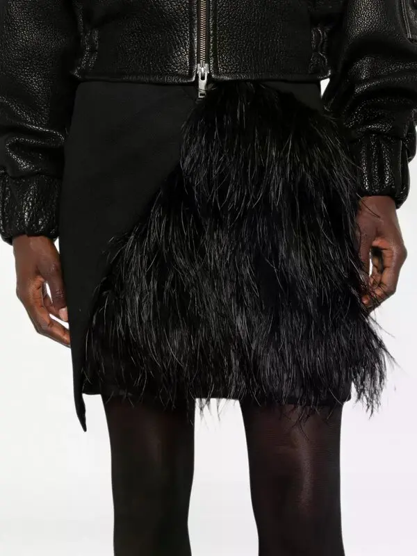 Gucci 2010s Feather-trim Wrap Mini Skirt