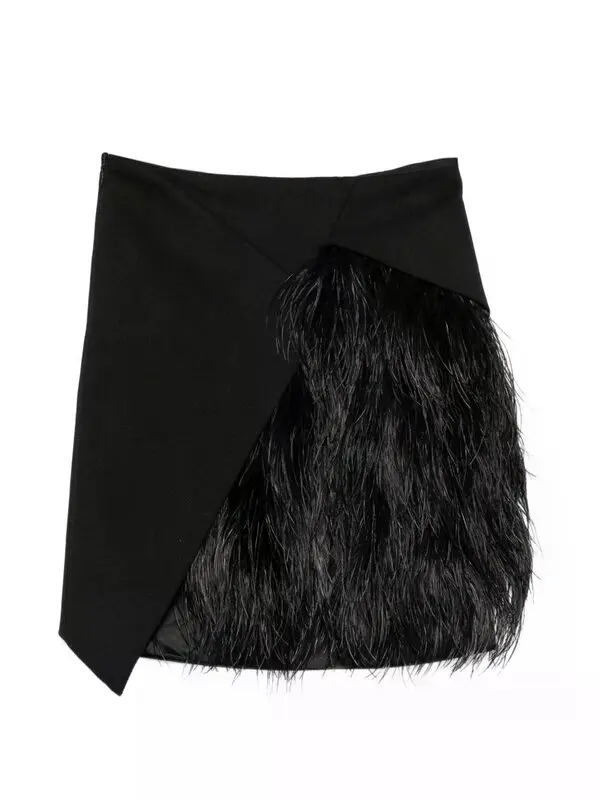 Gucci 2010s Feather-trim Wrap Mini Skirt - Black