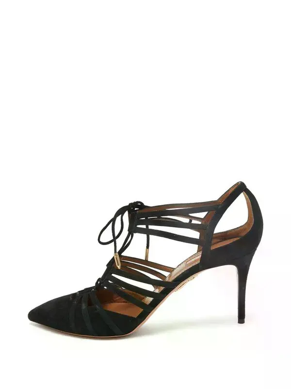 AQUAZZURA Belgravia Lace-up Heeled Pumps - Black