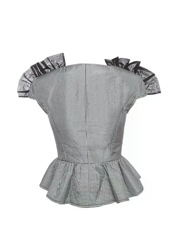 Elisabetta Franchi Check-pattern Peplum Top