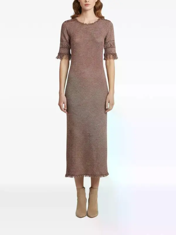 ISABEL MARANT VINTAGE Fringed Bouclé Midi Dress