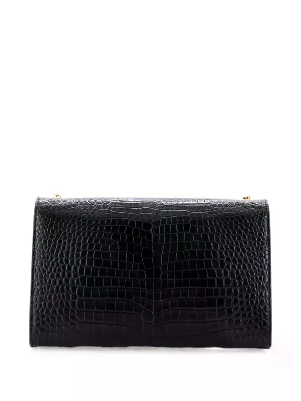 Saint Laurent Classic Monogram Tassel Crocodile Embossed Leather Medium Crossbody Bag