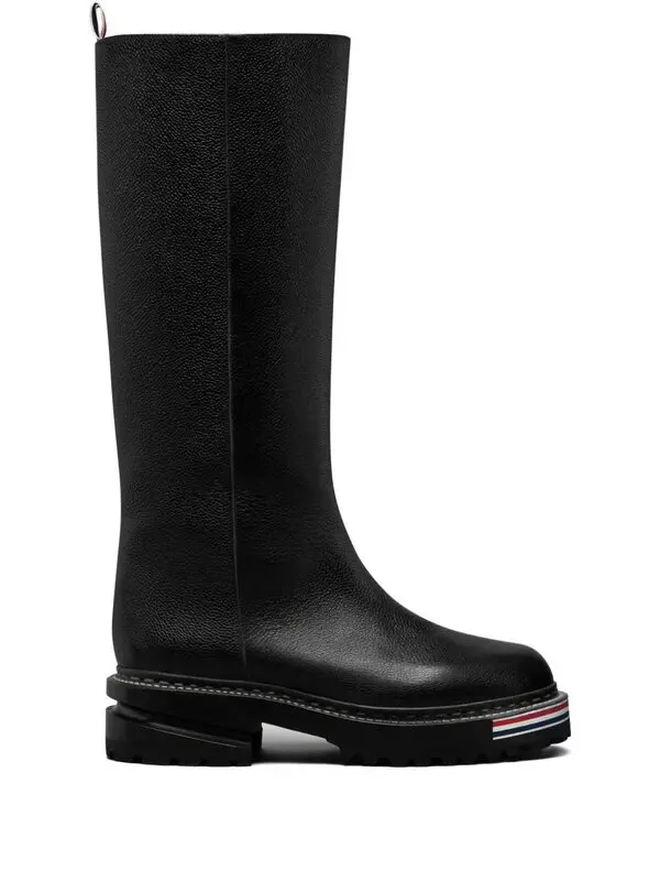 Thom Browne Stripe-detailed Leather Boots - Black