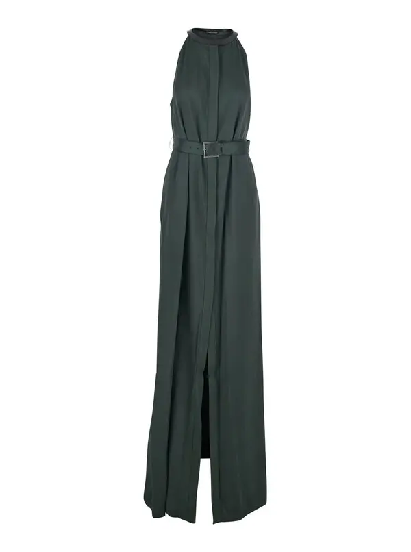 TOM FORD Green Long Dress With Halterneck And Front Belt In Viscose Blend For - Multicolor