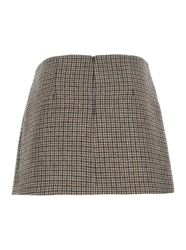 P.a.r.o.s.h Beige Miniskirt With All-over Check Motif In Wool For - Multicolor