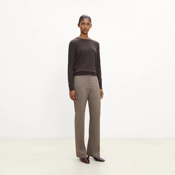 Theory Flared Pant, 29 In Good Wool - Walnut Melange