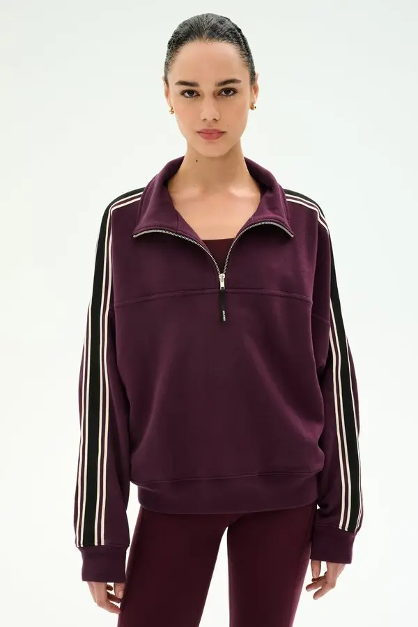 Splits59 Goldie French Terry Oversized Half Zip - Dark Cherry/black