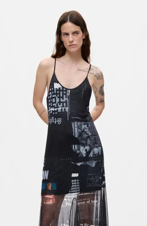Desigual Graphic Mesh Maxi Slipdress