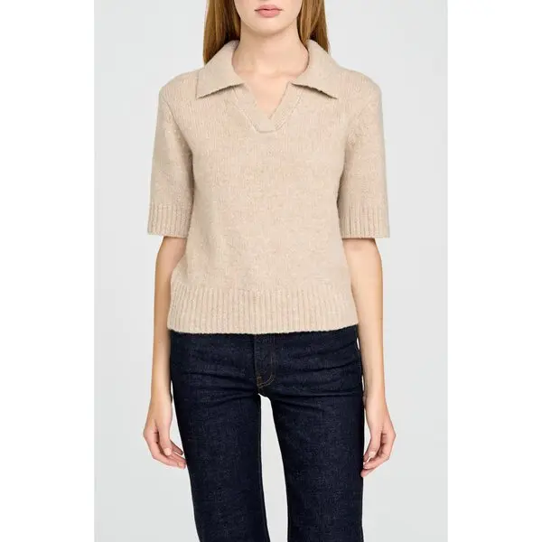 WAYF Shiloh Polo Sweater - Dove