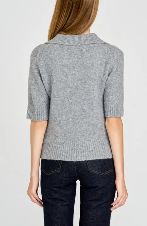 WAYF Shiloh Polo Sweater - Heather Grey