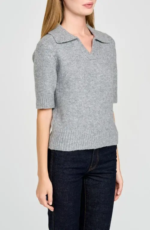 WAYF Shiloh Polo Sweater - Heather Grey