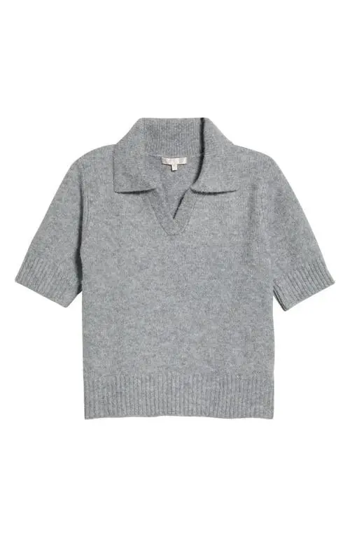 WAYF Shiloh Polo Sweater - Heather Grey