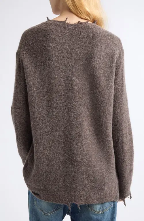 R13 Relaxed Distressed Henley Sweater