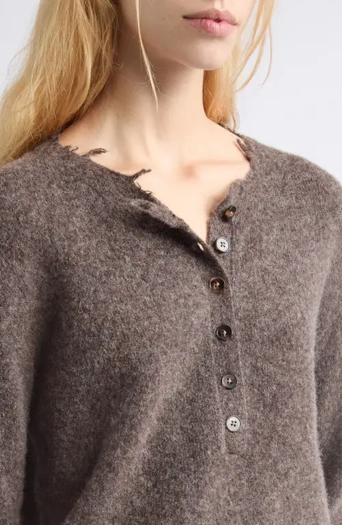 R13 Relaxed Distressed Henley Sweater