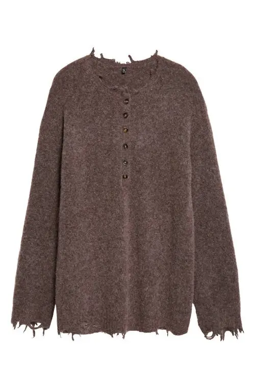 R13 Relaxed Distressed Henley Sweater