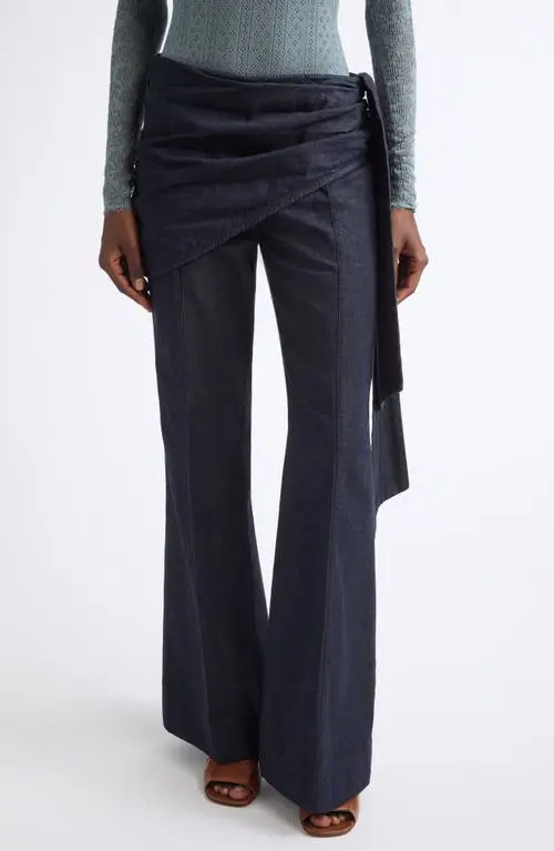 Zimmermann Valiant Draped Denim Flare Leg Pants