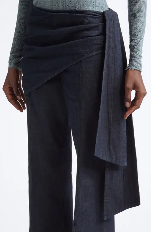 Zimmermann Valiant Draped Denim Flare Leg Pants