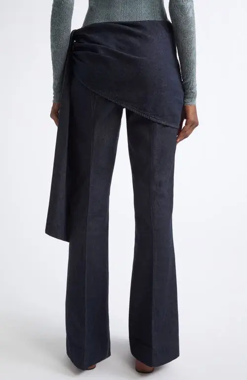 Zimmermann Valiant Draped Denim Flare Leg Pants - Night Sky