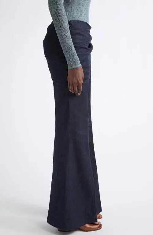 Zimmermann Valiant Draped Denim Flare Leg Pants - Night Sky