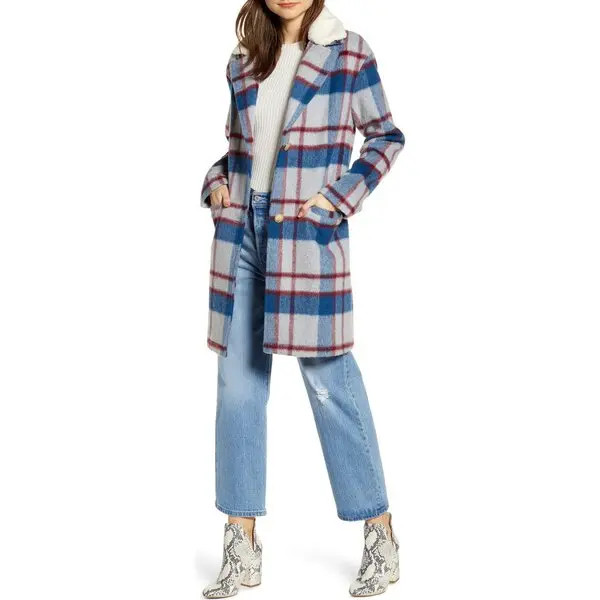 LEVI'S Wool Top Coat With Faux Shearling Collar