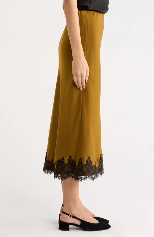 WAYF Vienna Lace Trim Satin Skirt - Gold