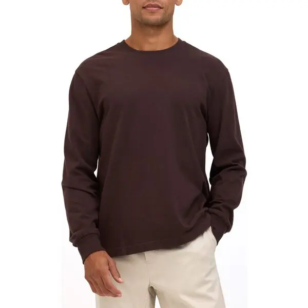 THREADS 4 THOUGHT Bowery Organic Cotton Long Sleeve T-shirt - Cocoa