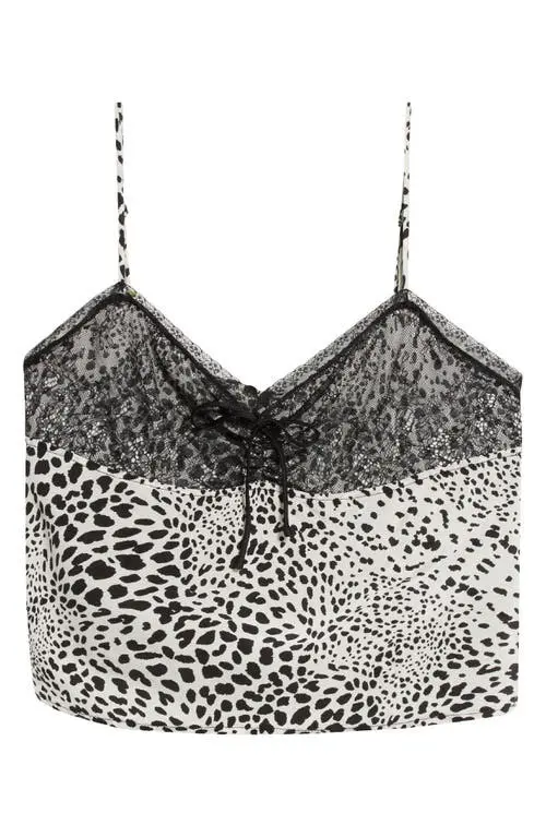 WAYF Celia Mixed Media Camisole - Ivory Dalmation
