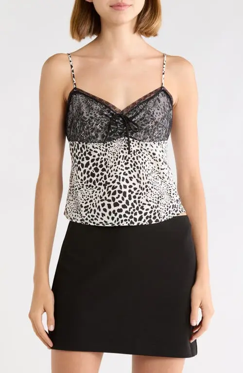 WAYF Celia Mixed Media Camisole - Ivory Dalmation