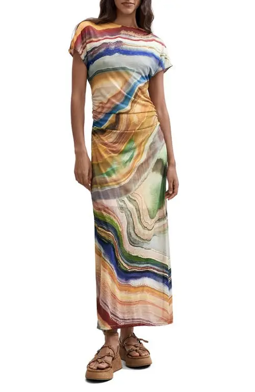 Desigual Ruched Cap Sleeve Dress - Multi