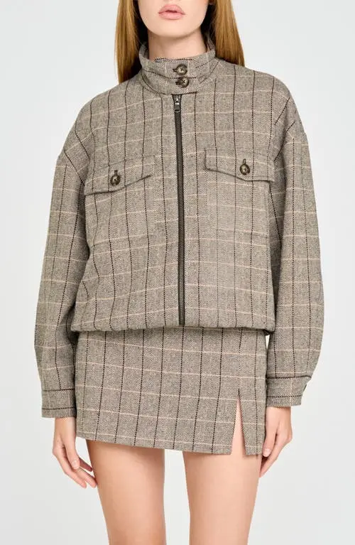 WAYF Copper Mixed Print Bomber Jacket - Mink