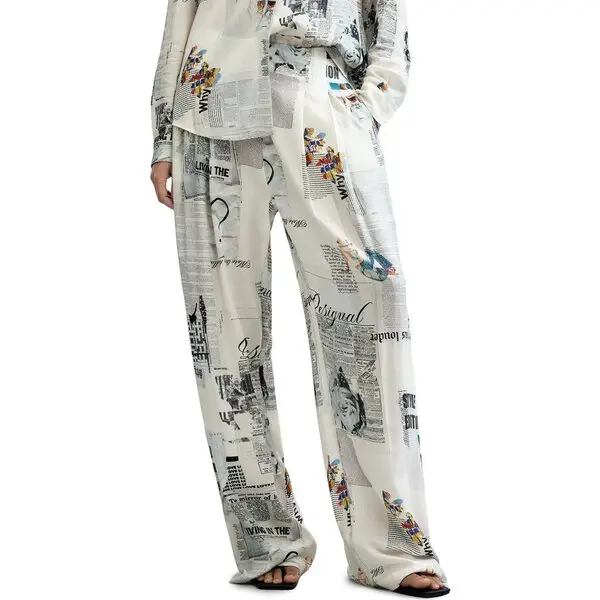 Desigual Newsprint Wide Leg Trousers