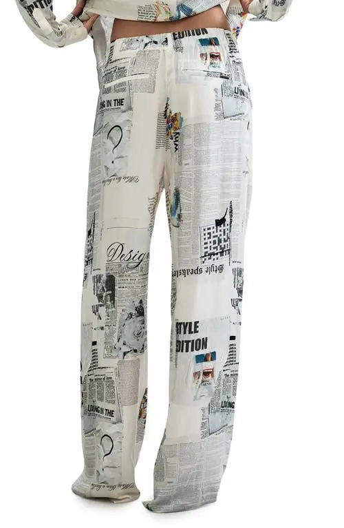 Desigual Newsprint Wide Leg Trousers