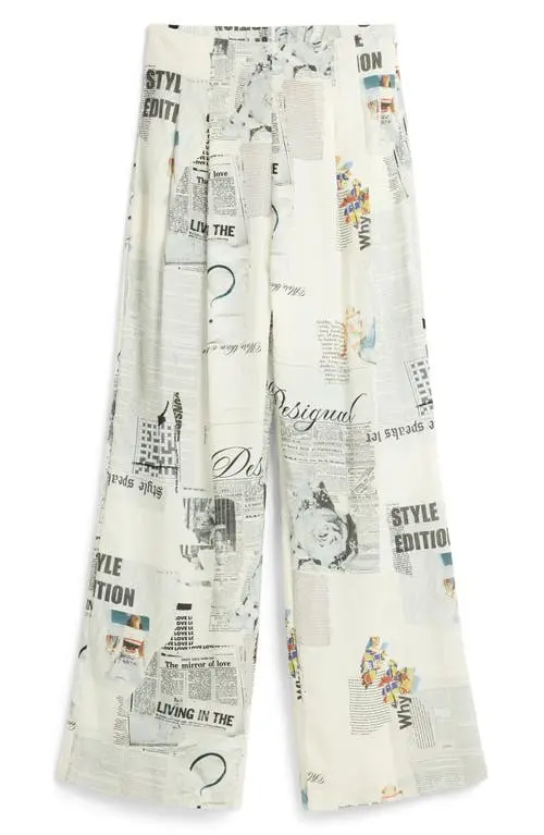 Desigual Newsprint Wide Leg Trousers